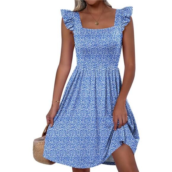 Other | Womens Summer Square Neck Sleeveless A Line Mini Sundress ...